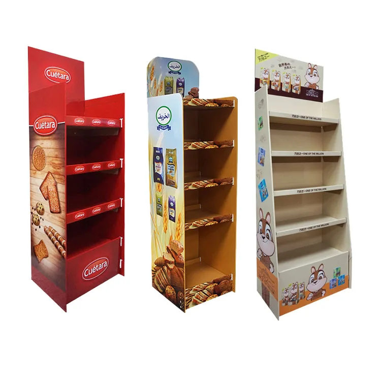 Supermarket Foldable Cardboard Display Floor Candy Rack Snack Chain ...