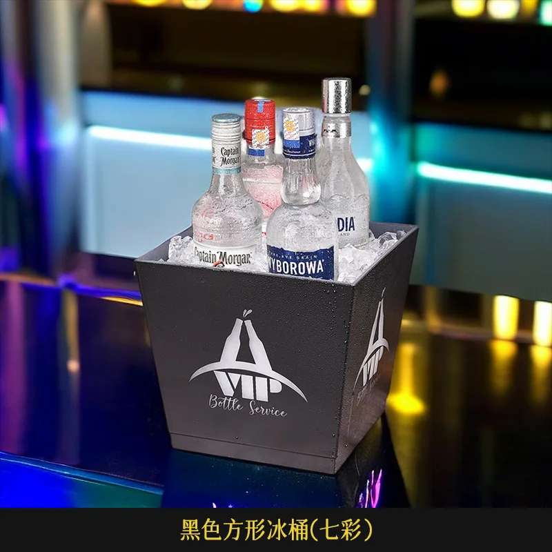 LED Ice Bucket for Champagne Wine Square Ice Bucket Drinks Beer Bucket ...