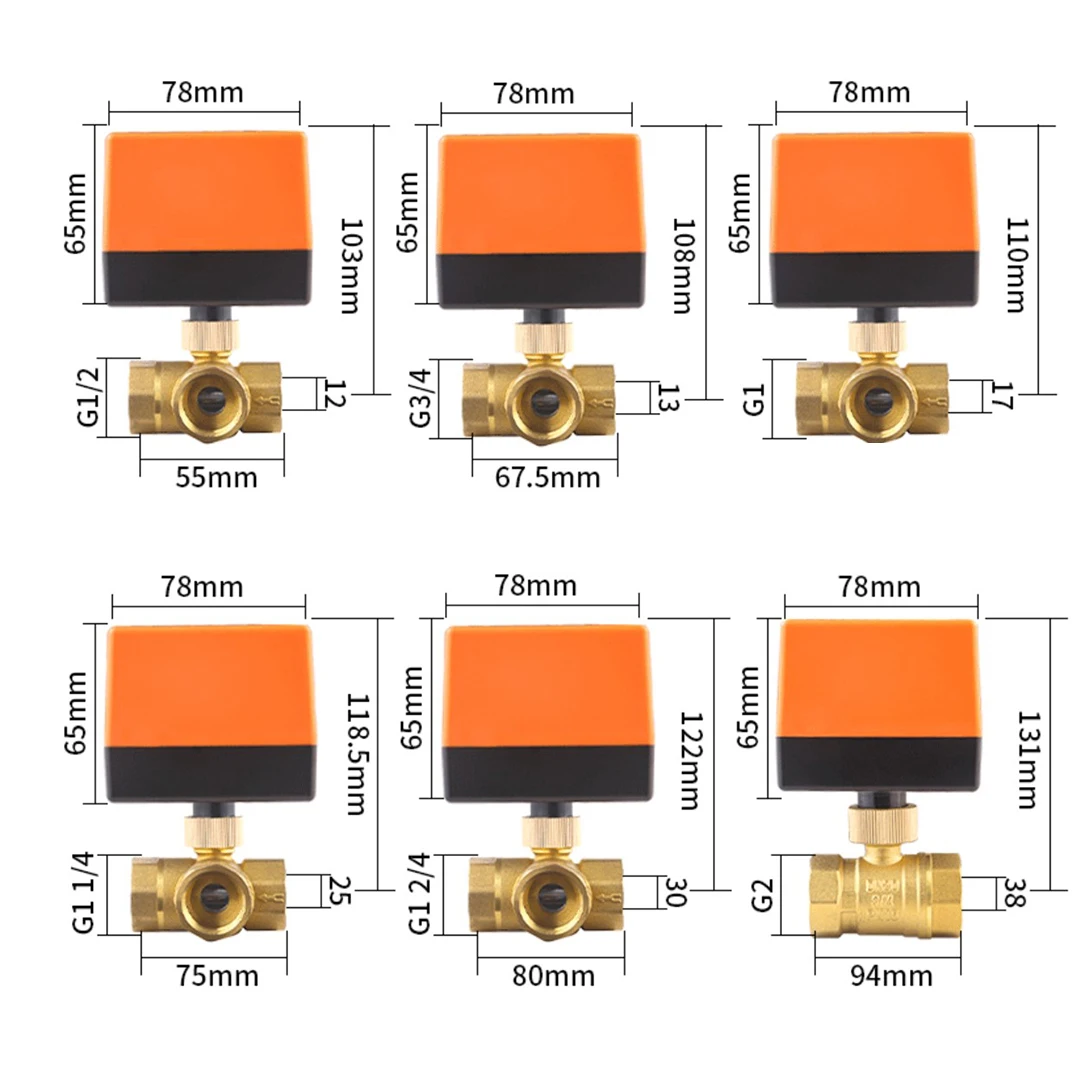 3 Way Electric Ball Valve 12V 24V 220V Electric 3-way Ball Valve Brass ...