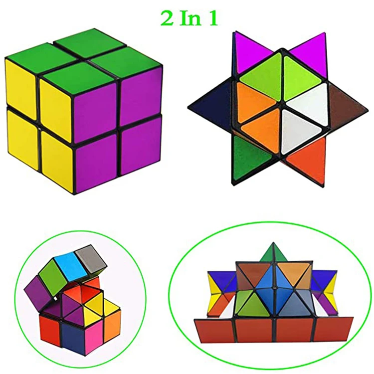 Magnetic Cube Fidget Toys Adult Stress Anxiety Relief 2 In 1 Transforming Geometric Puzzle Combo ...