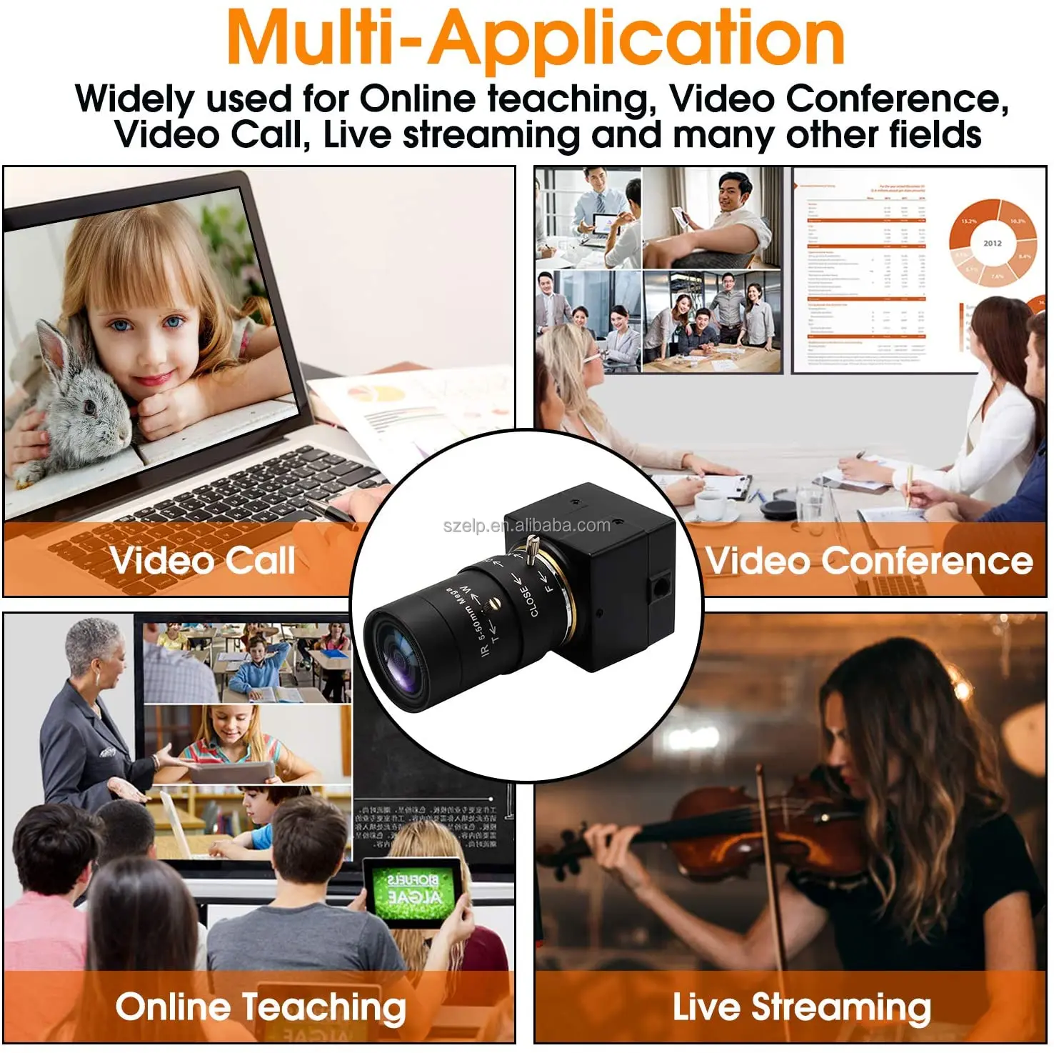 ELP 8MP USB Camera with Varifocal Lens for CCTV Security