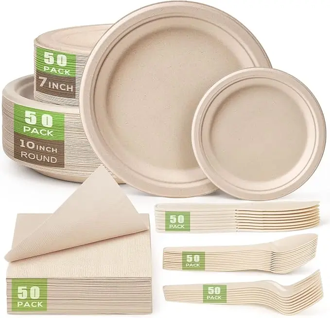 Wholesale Environmentally Friendly Disposable Tableware Set Degradable ...