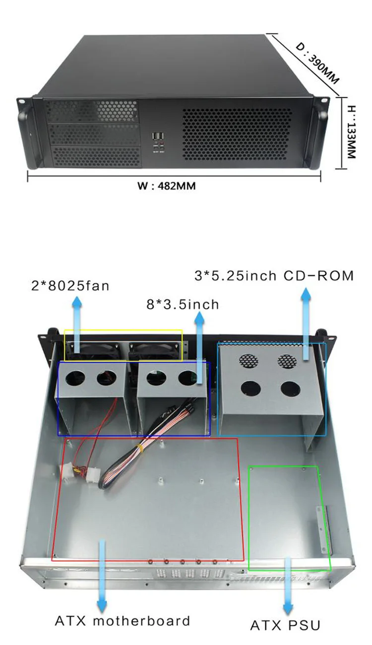 3U Server Chassis - Industrial Rack Mount with Cooling Fans