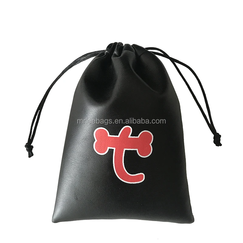 Custom Emboss Logo Round Bottom Black Leather Makeup Pouches PU Scent ...