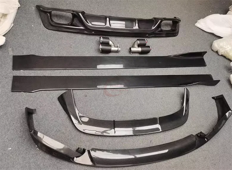 3D Style Carbon Fiber Body Kit Front Lip Rear Diffuser Roof Spoiler ...
