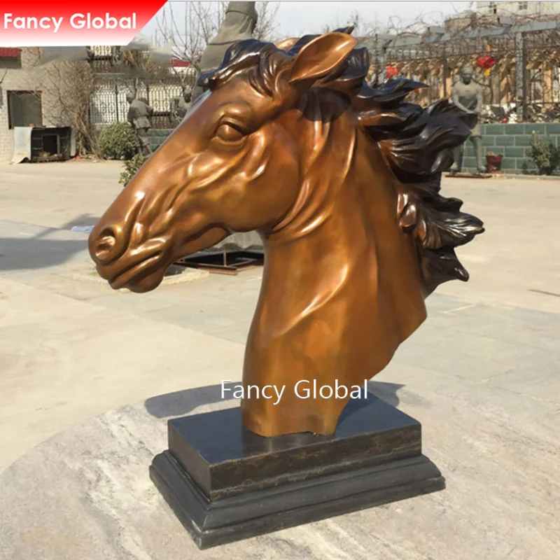 Fancy Life Size Metal Cast Bronze Horse Head Sculpture Garden ...