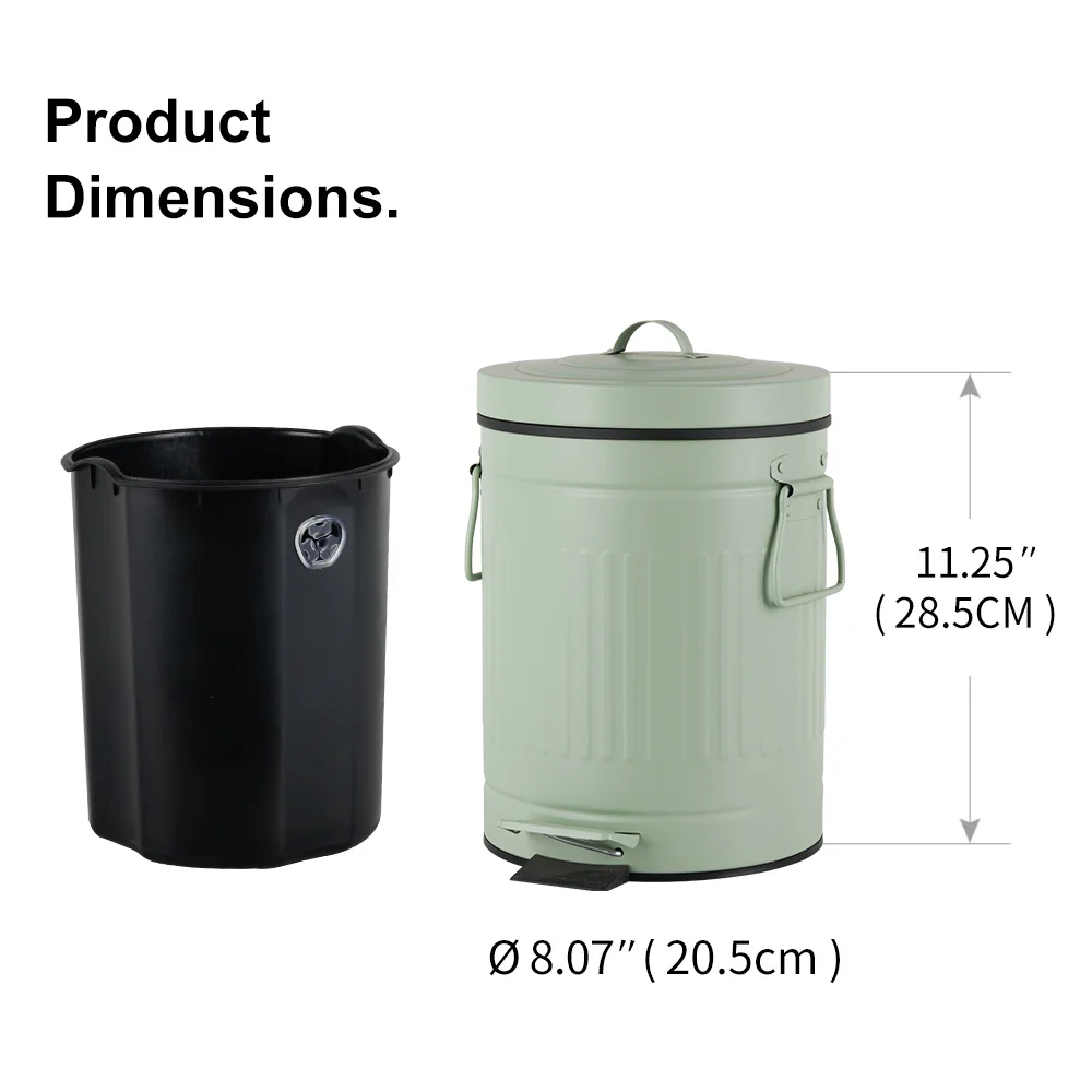 5 Liter Round Step Steel Indoor Trash Can With Top And Side Handles ...