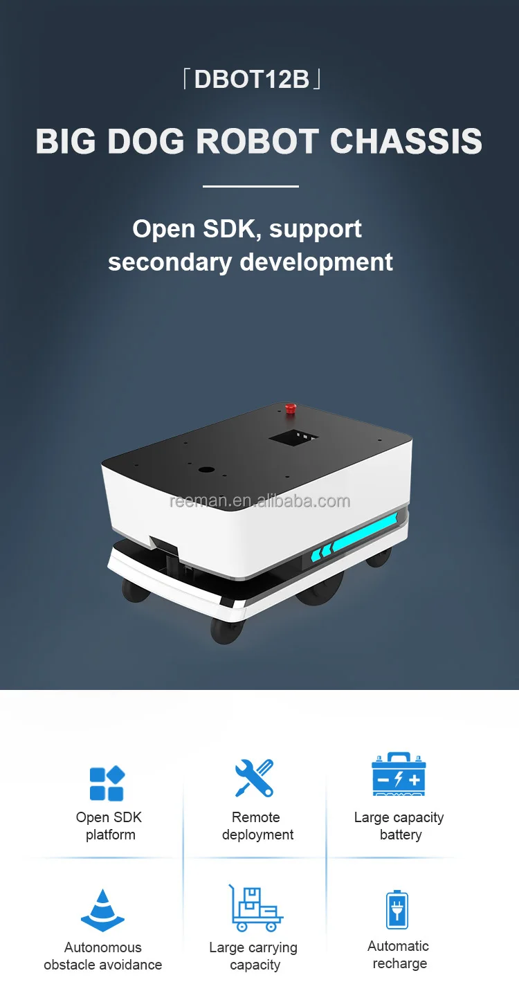 Delivery Service Wheel Wheeled Robot Base PLC Subway 50kg
