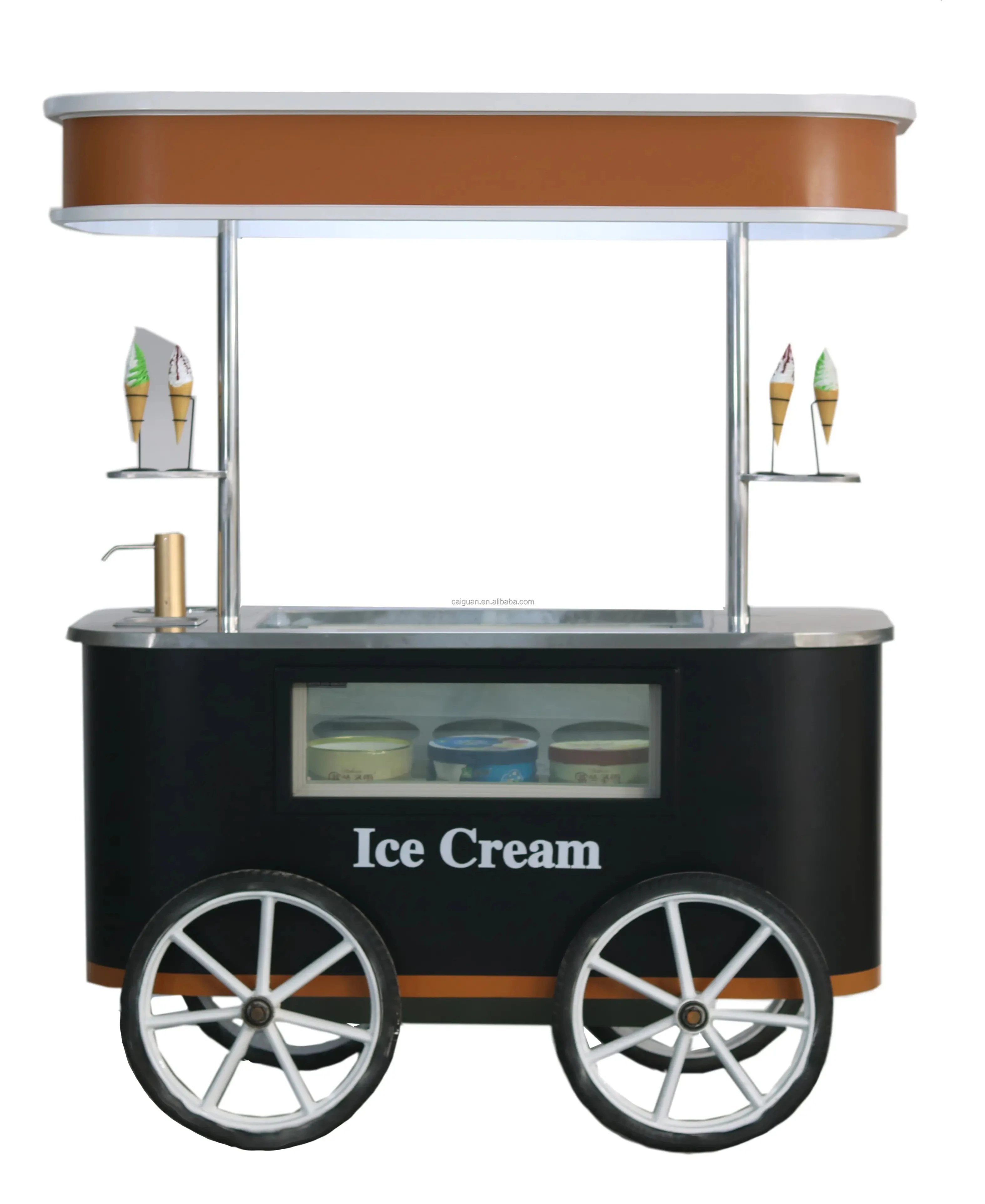 Mobile Retail Fast Food Ice Cream Gelato Popsicle Display Vending Cart ...