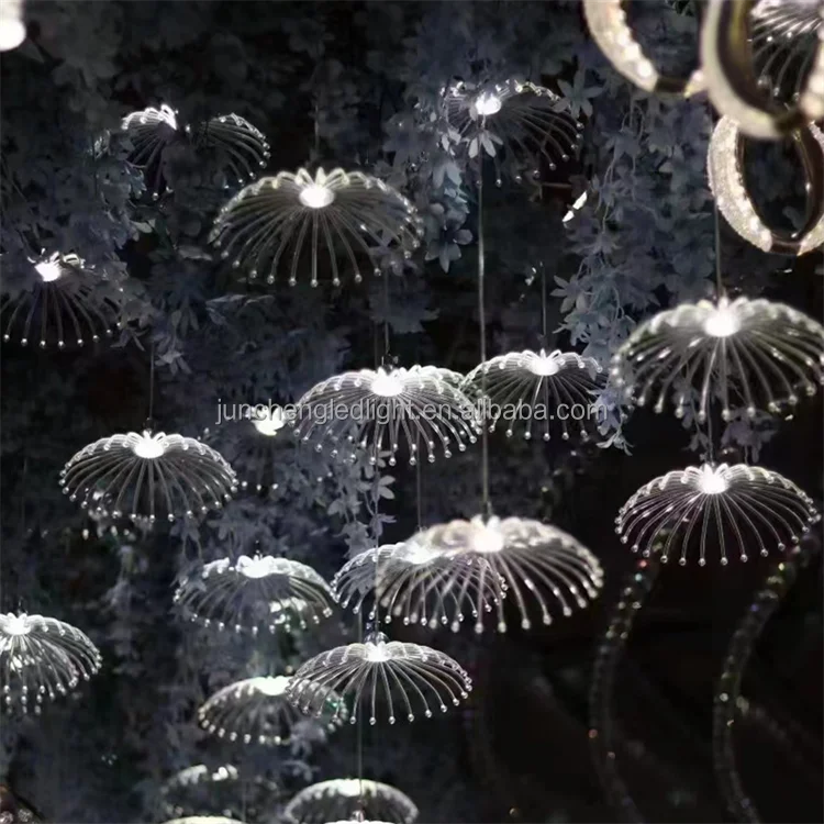 7 Color Changing Led Jellyfish Ceiling Hanging Light Dandelion Lamp For ...