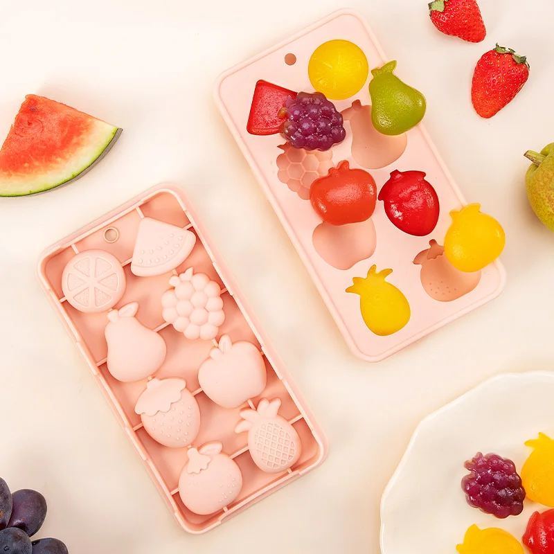 8 Cavity Fruit Shape Creative Silicone Ice Cube Tray Mold For Food ...