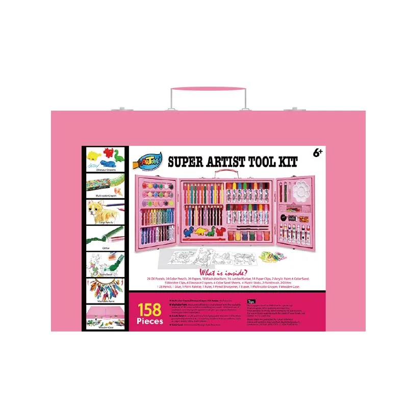 Cartoon Colored Drawing Crayons Pencil Wooden Case Box Art Set For ...