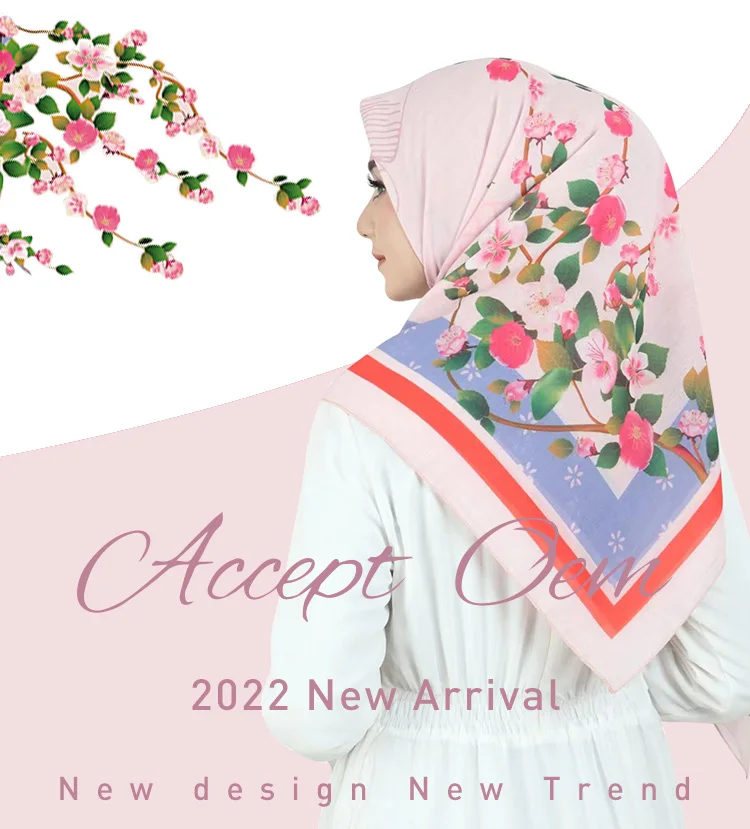 2023 Square Bawal Design Muslim Tudung Malaysia Women Printed Hijab ...