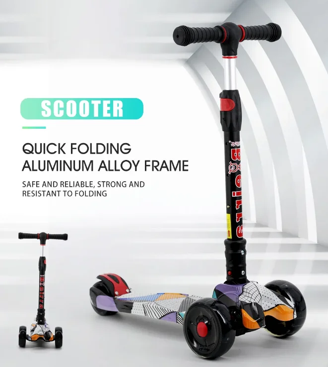 High Quality Multi-functional Foldable Children's Scooter 3 Pu Wheel ...
