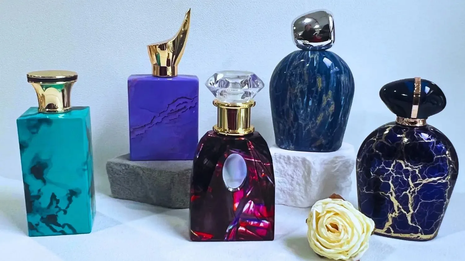 Hanya Clear Black Rubber Paint Square Luxury Perfume Bottle Empty Glass ...