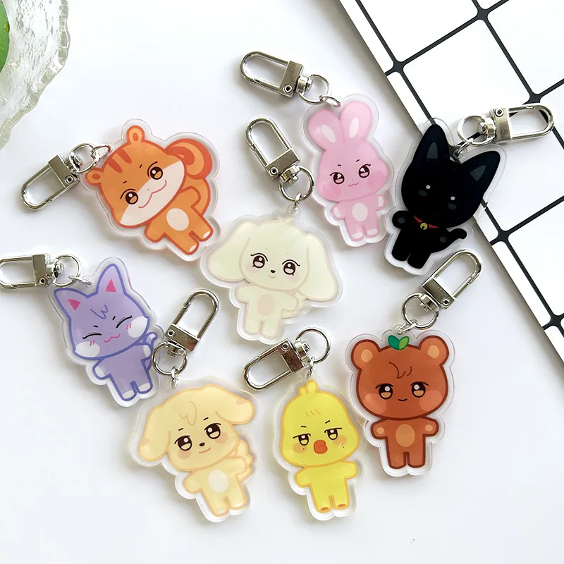KPOP ATEEZ Cute Cartoon ANITEEZ Plastic Keyring Acrylic Keychain ...