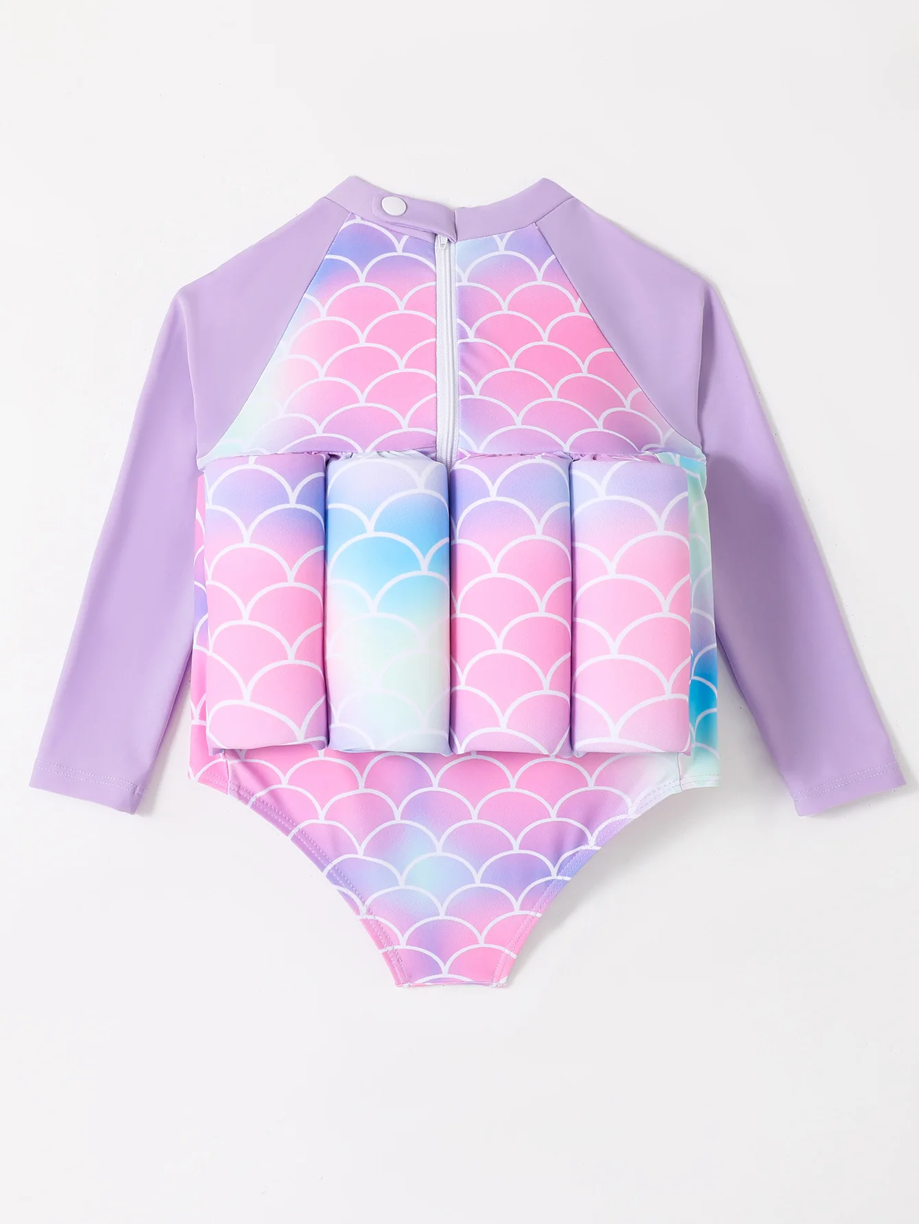 Ls24184 One Piece Pink Girls Swimwear Long-sleeved Buoyancy Swimsuit ...