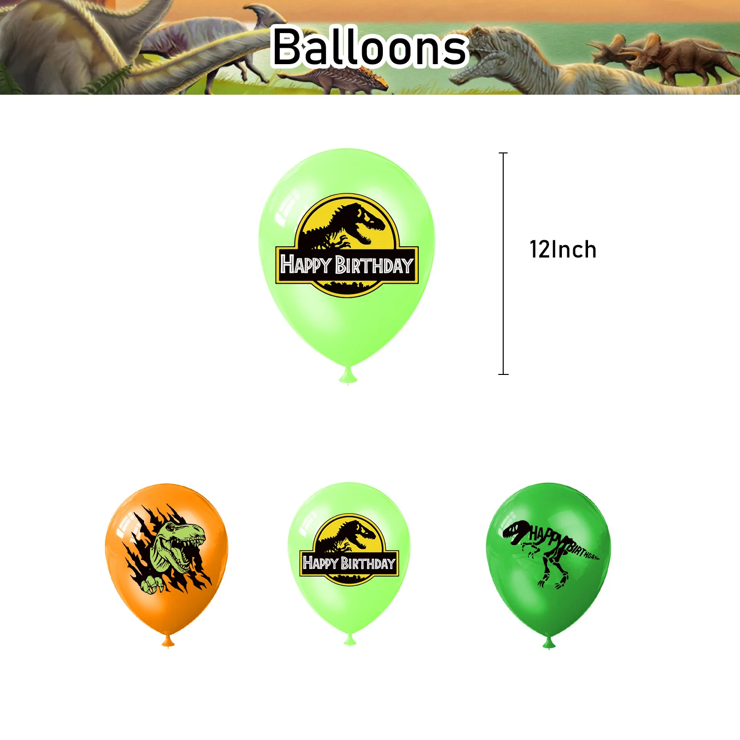 Lemon Dinosaur Theme Cartoon Happy Birthday Banner Cupcake Toppers ...