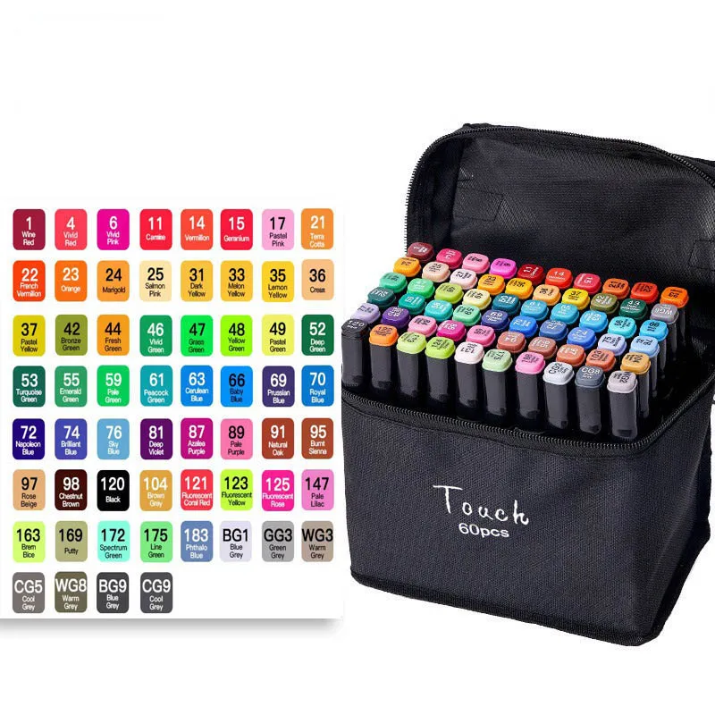 60 Colors Dual Tip Markers - Perfect for Art and Graffiti