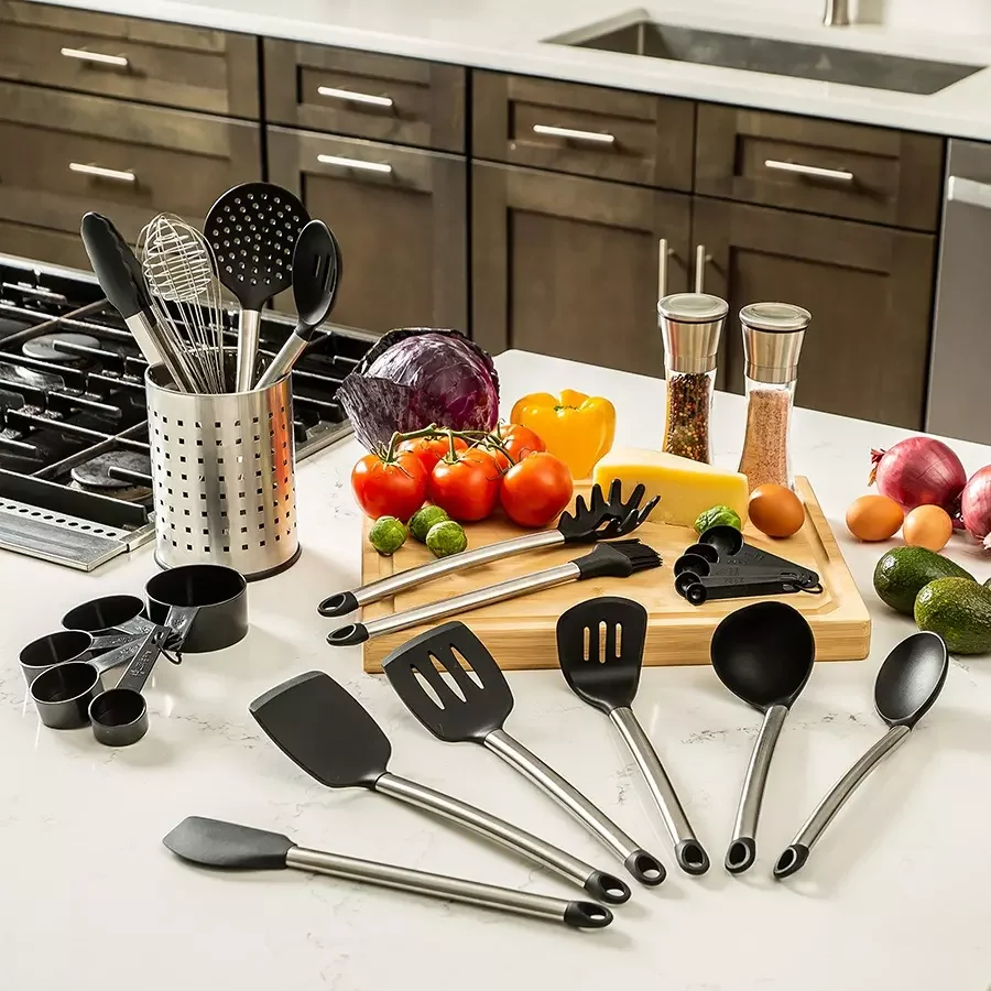 Home Silicone Cooking Kitchen Tools Utensils Set Kitchenware Stainless ...