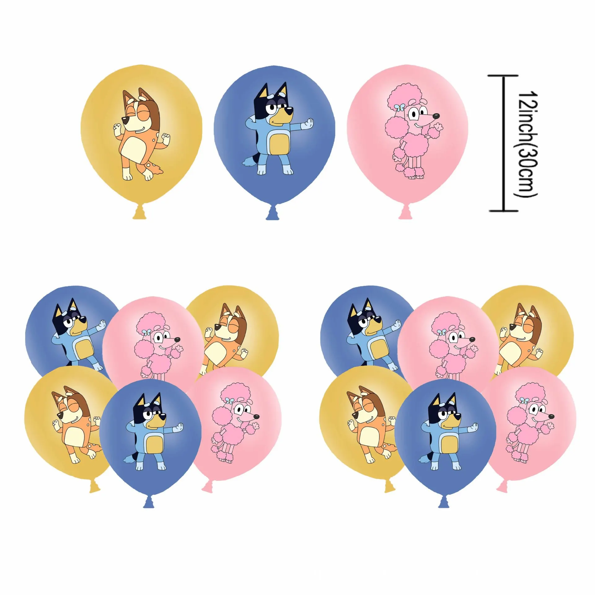 Cartoon Bluey Latex Balloons Blue Family Bingo Theme Balloons 12inch ...