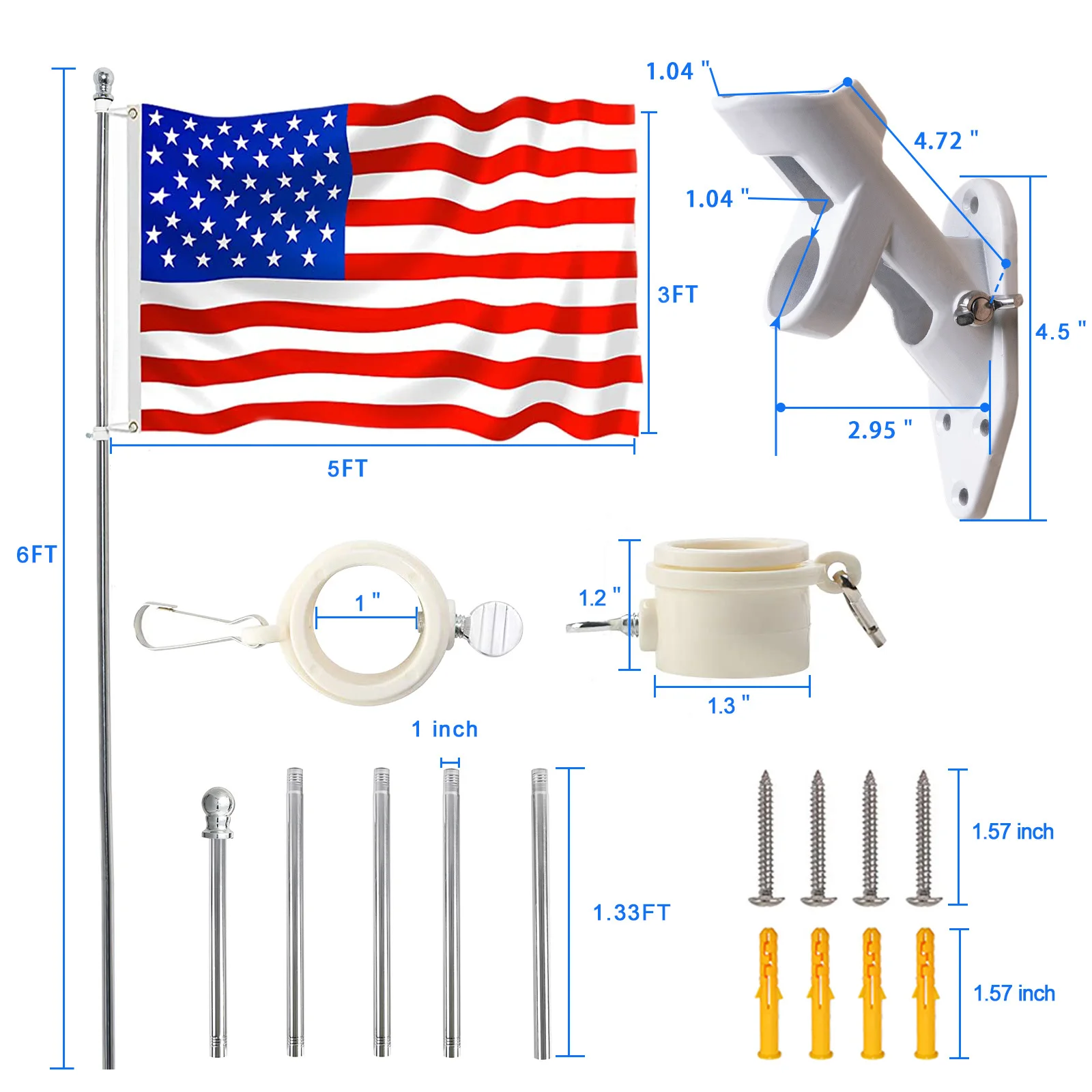 Stainless Steel Flagpole Brackets - Durable & Versatile