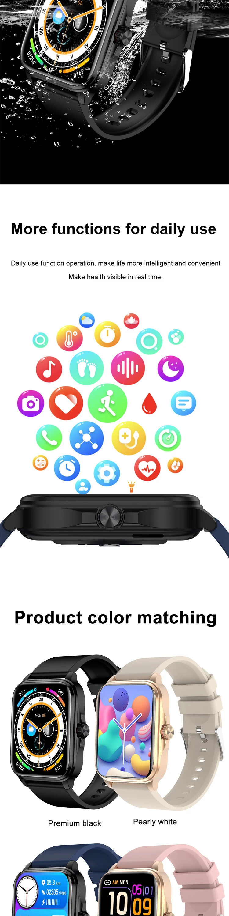 T90 Smart Watch Sos Body Temperature Blood Oxygen Health Watch Cheap ...