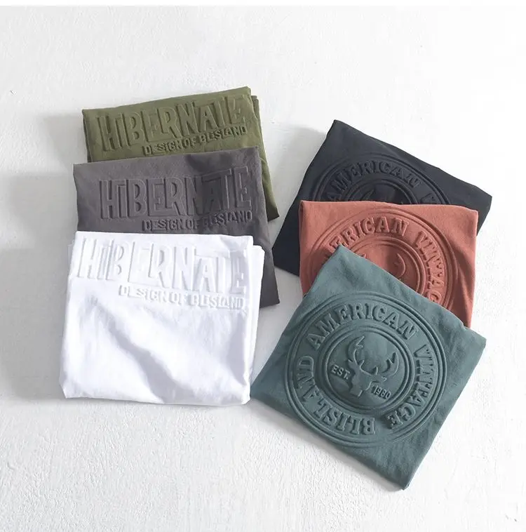 Ts0426 Ky Summer Custom Fashion Cotton Men Embossed Tshirt Cotton White ...