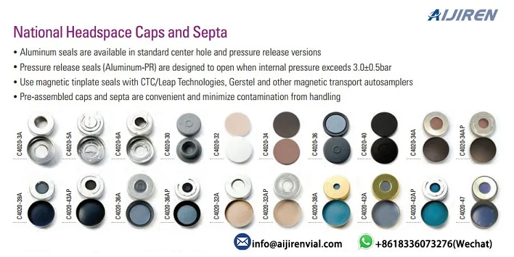 Aijiren Factory Price 20mm Crimp Top Hplc Gc Vial Aluminum Cap With Centre Hole And Ptfe ...
