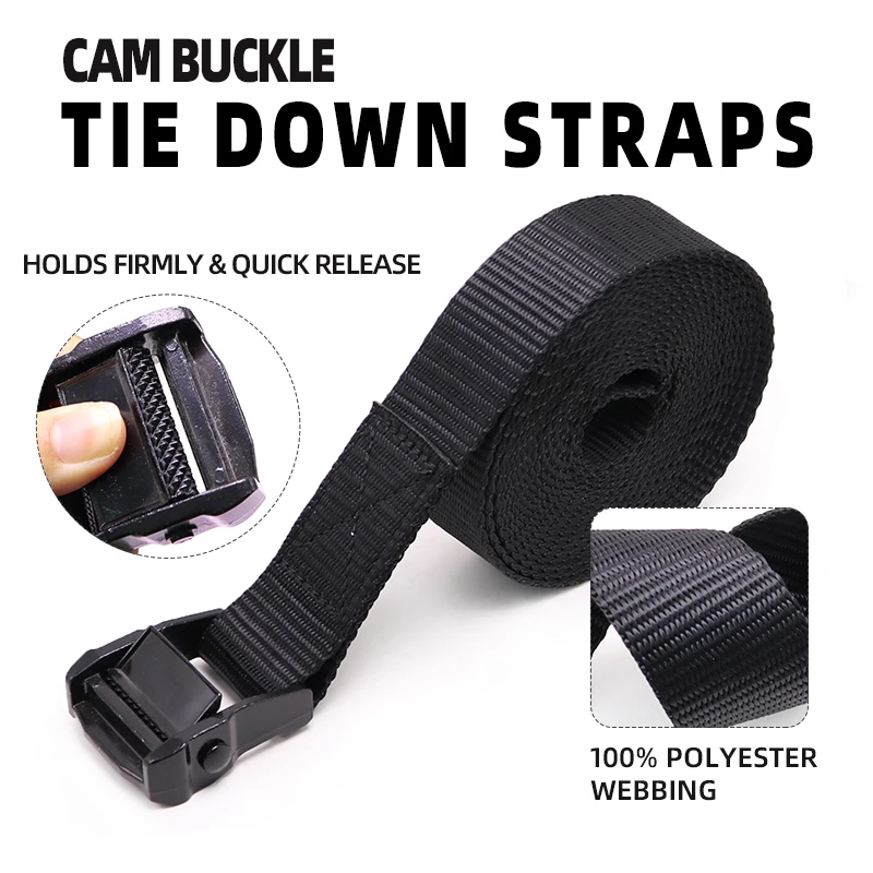 Heavy Duty 38mm 900kg Cam Buckle Tie Down Strap Black E-coating| Alibaba.com