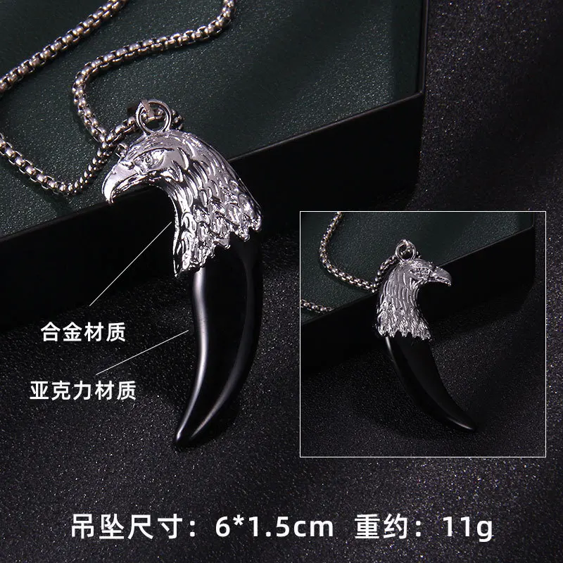 Retro Ethnic Style Stainless Steel Wolf Tooth Charm Necklace Punk Style ...