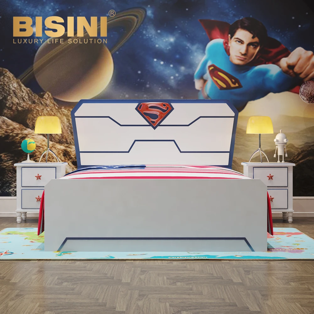 Multifunctional Storage Superman Kids Bed with Drawer&nightstand