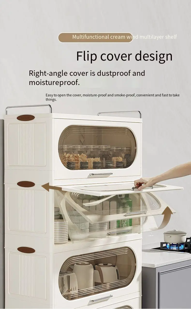 Multifunctional Square Plastic Kitchen Storage Cabinet Dustproof ...