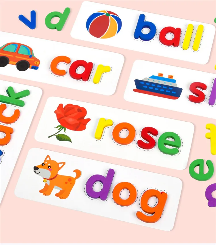 Montessori 26 Letter Blocks Flash Cards Colorful Wooden Alphabet ...