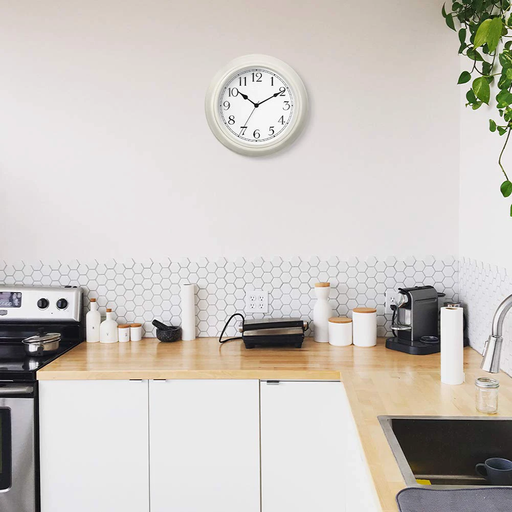 Shabby Chic Home Collection Modern 10" Molly Clock Cream White Silent ...