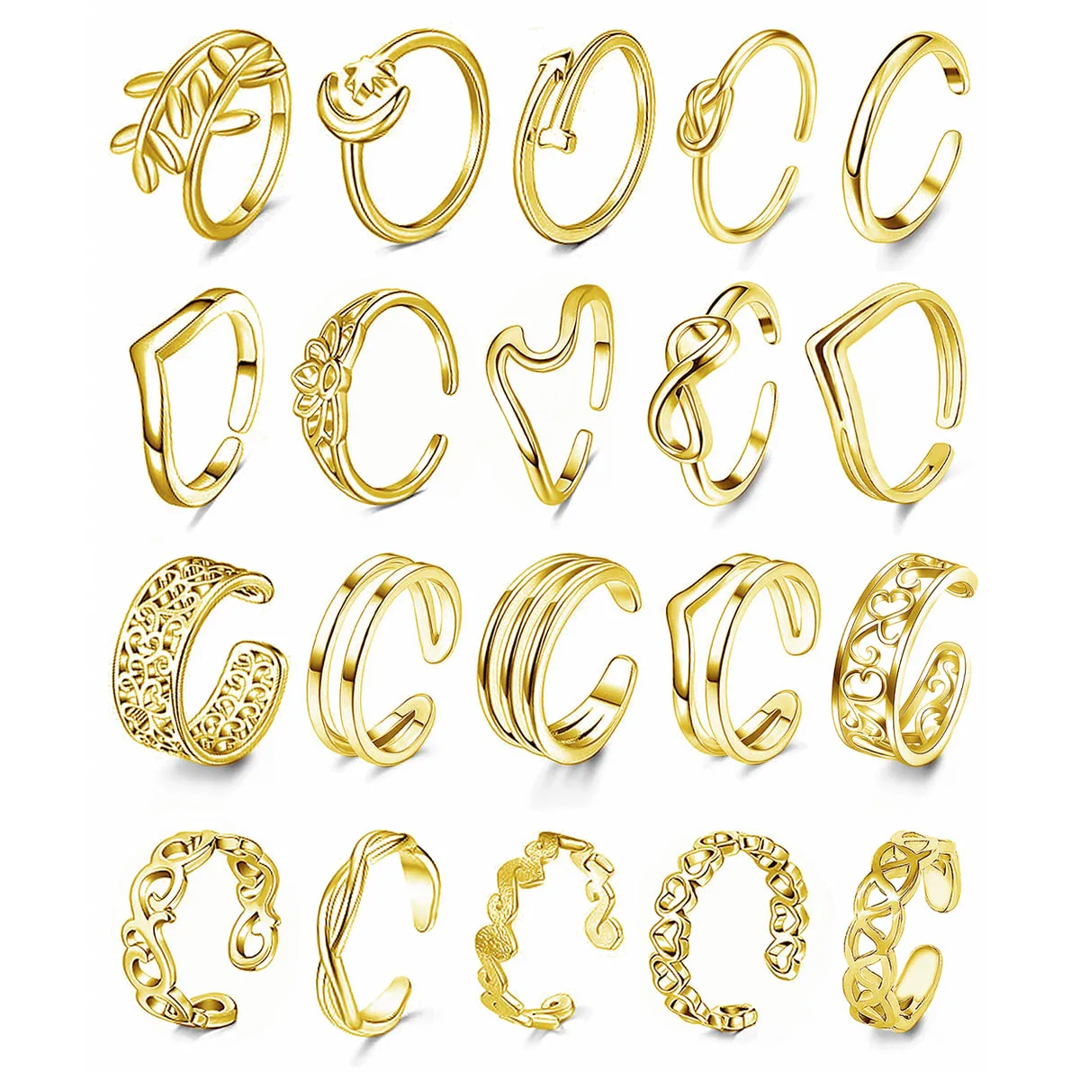 20pps/set Stainless Steel Creative Summer Beach Foot Ring Plated 18k ...