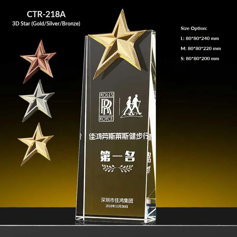 Custom Inclined K9 Crystal Trophy Awards - Engraving Glass