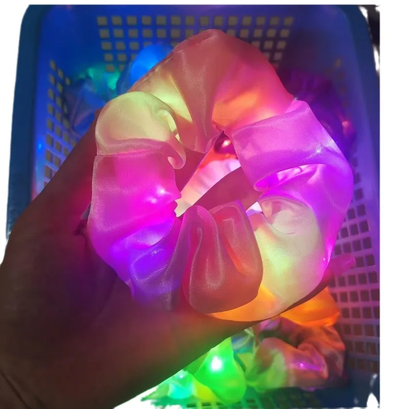 Unique LED illuminate glow rainbow hair bands girls big rope hairhabd ...