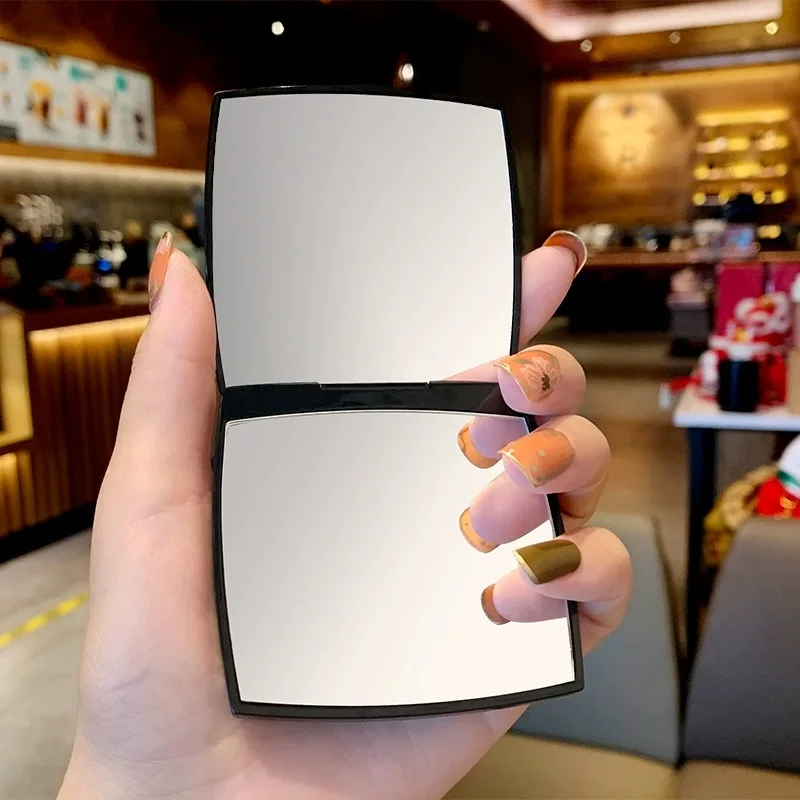 Mini Black Foldable Square Pocket Compact Mirror