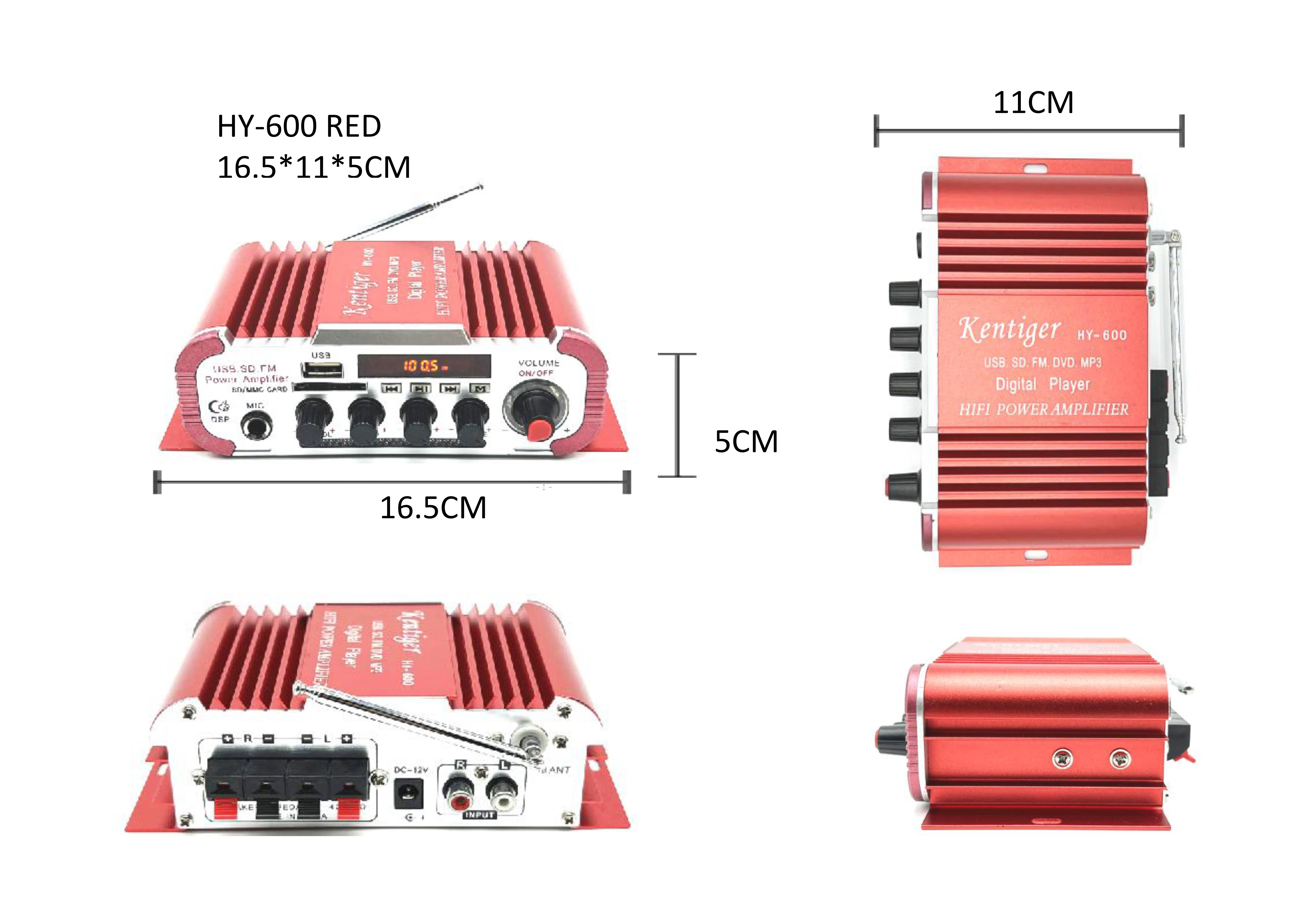 Hy-600 Red Kigentier 12vmini Amplifier Home Audio Mp3 Fm Sd - Buy Usb ...