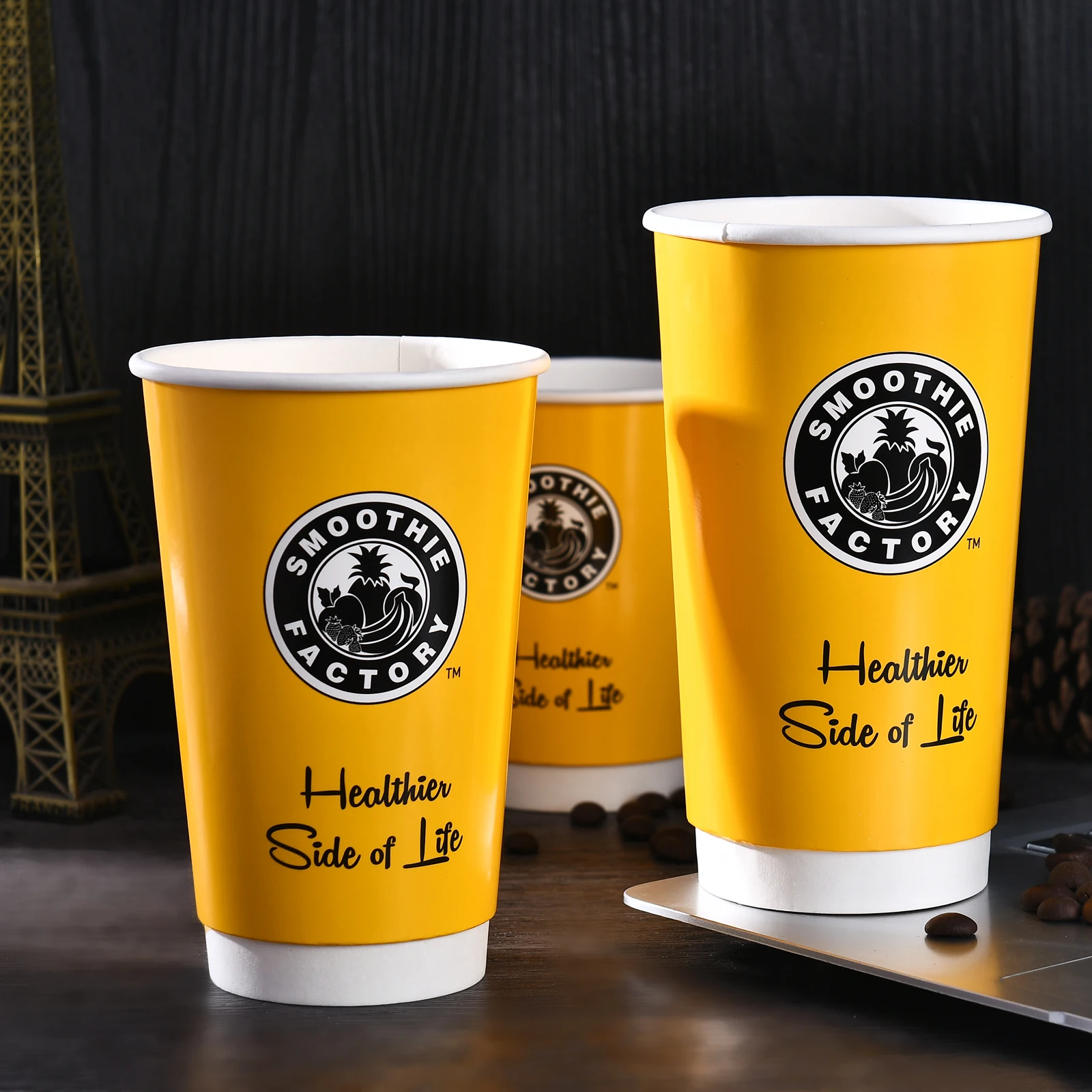 Custom Printed Biodegradable Ripple Cold Drinks Paper Cups For Coffee ...
