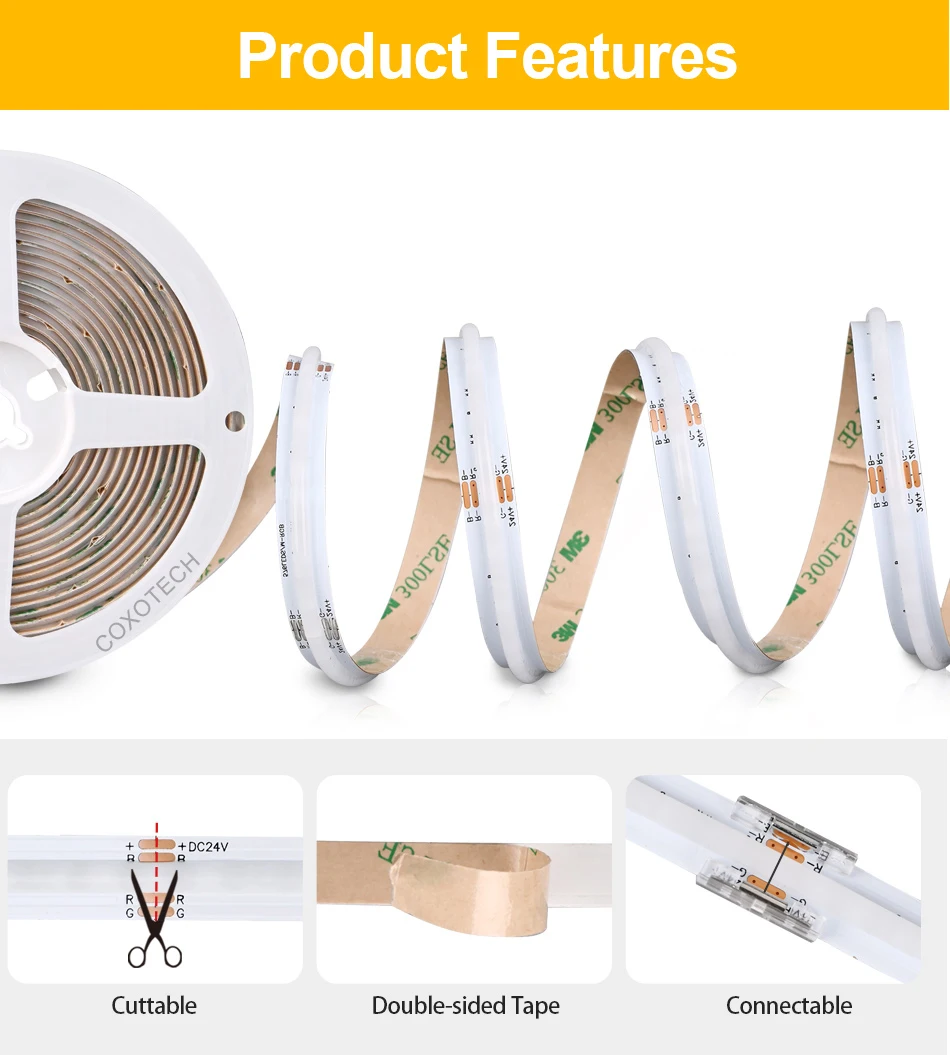 Rgb Cob Led Strip Light 3 Years Warranty Ce Rohs 15w Rgbw Remote ...