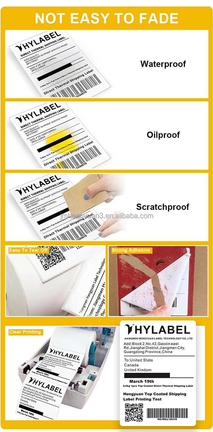 White 10x15 cm Thermal Adhesive Waybill Label Paper 100mmx150mm 350pcs ...