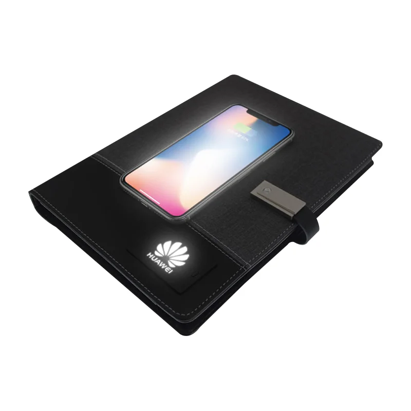 A5 Custom Leather Smart Wireless Charger Planner Diary Notebook With ...