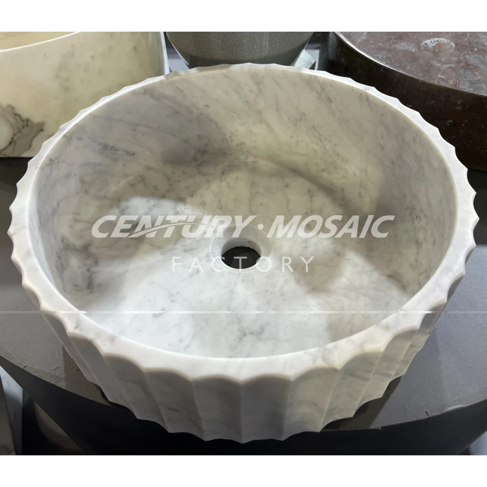 Wholesale Natural Stone Freestanding Marble Wash Basin Sink Customized