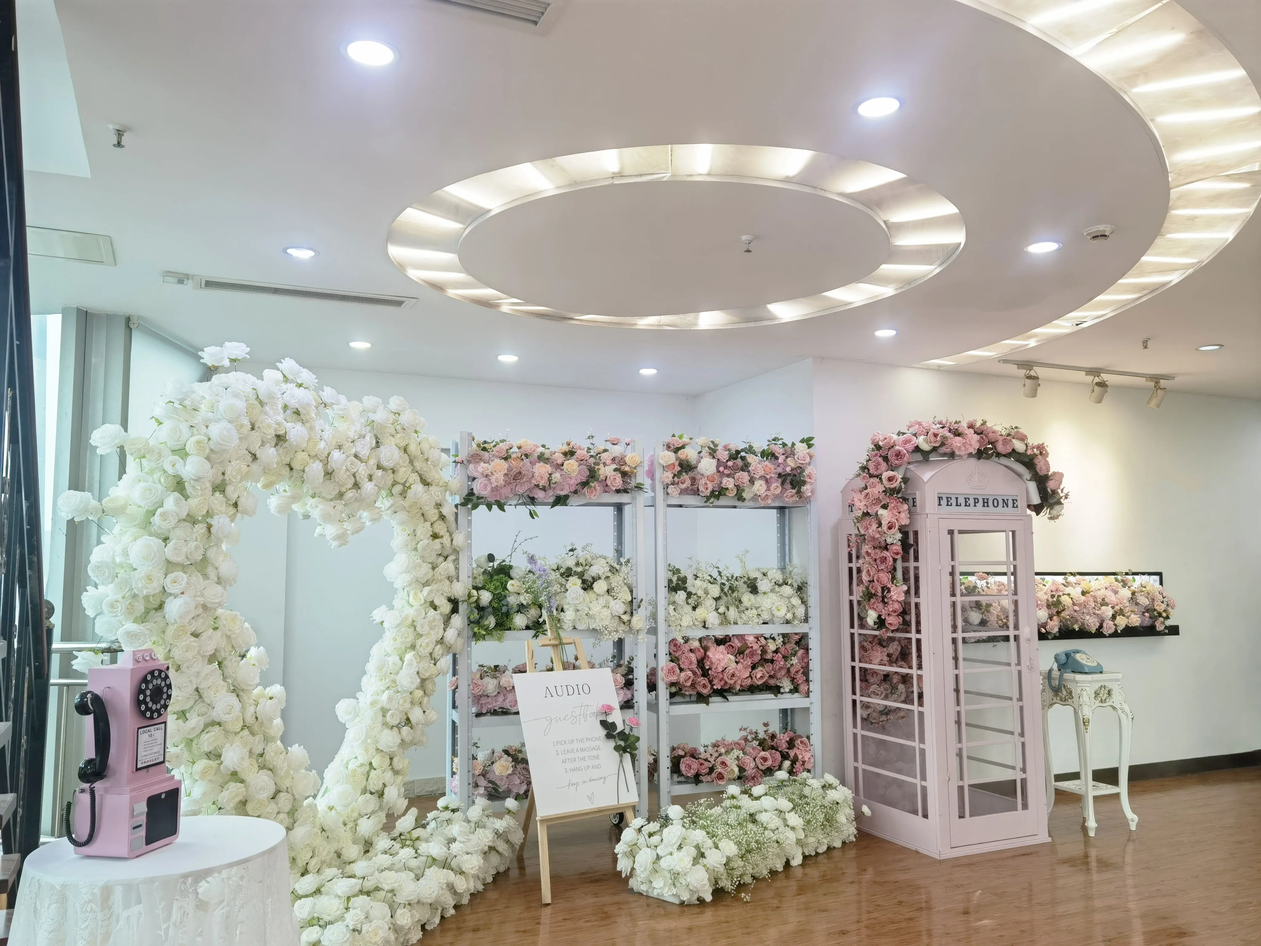 White Phone Booth with Audio Guestbook Phone for London Wedding
