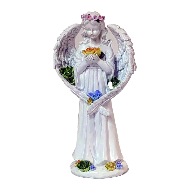 Angel Resin Statue Carried a Bouquet Beautiful Sculpture With a ...