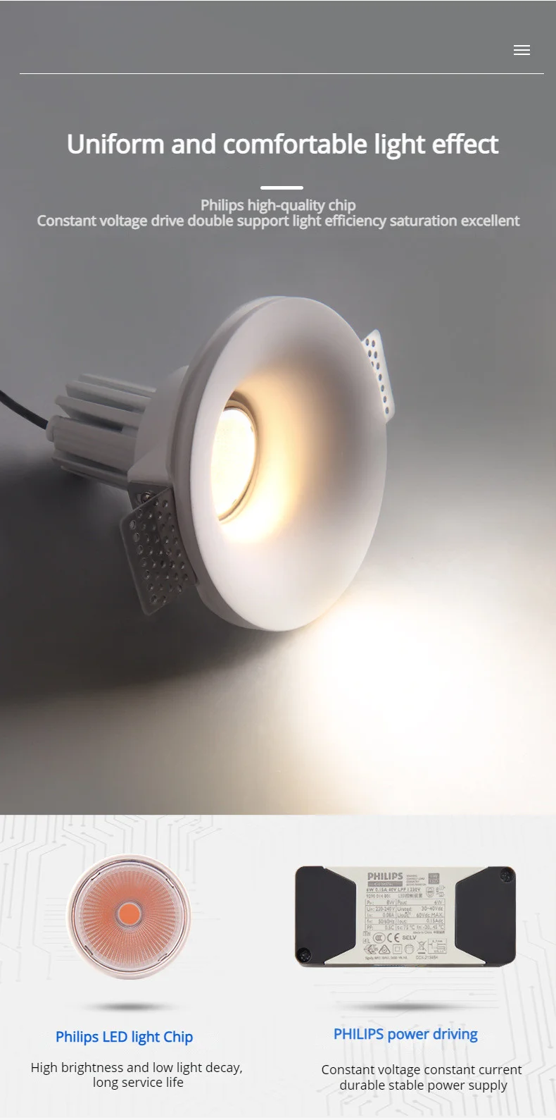 Indoor IP20 Modern Ceiling Recessed GU10 Trimless Downlight