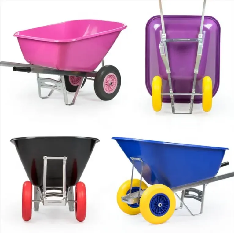 Heavy Duty 200L Twin Plastic Wheelbarrow Pneumatic Wheels Single Wheel ...