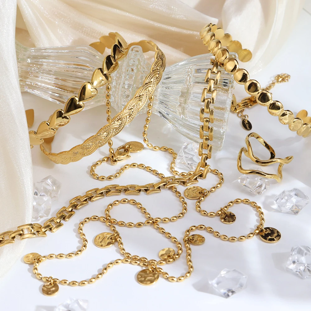 Chris April Fashion 18k Gold Plated Stainless Steel Olive Bead Chain ...